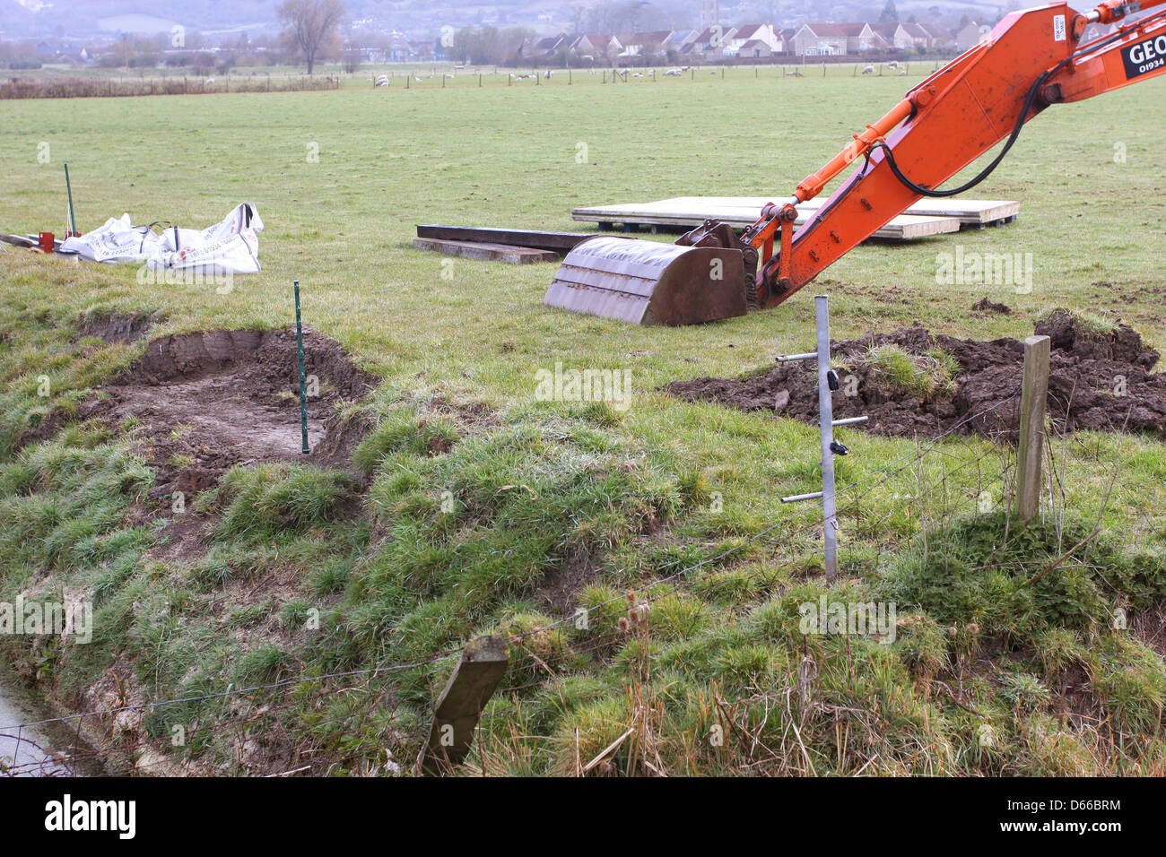 New ditch crossing bridge, near Cheddar in Somerset. A small bridge ...