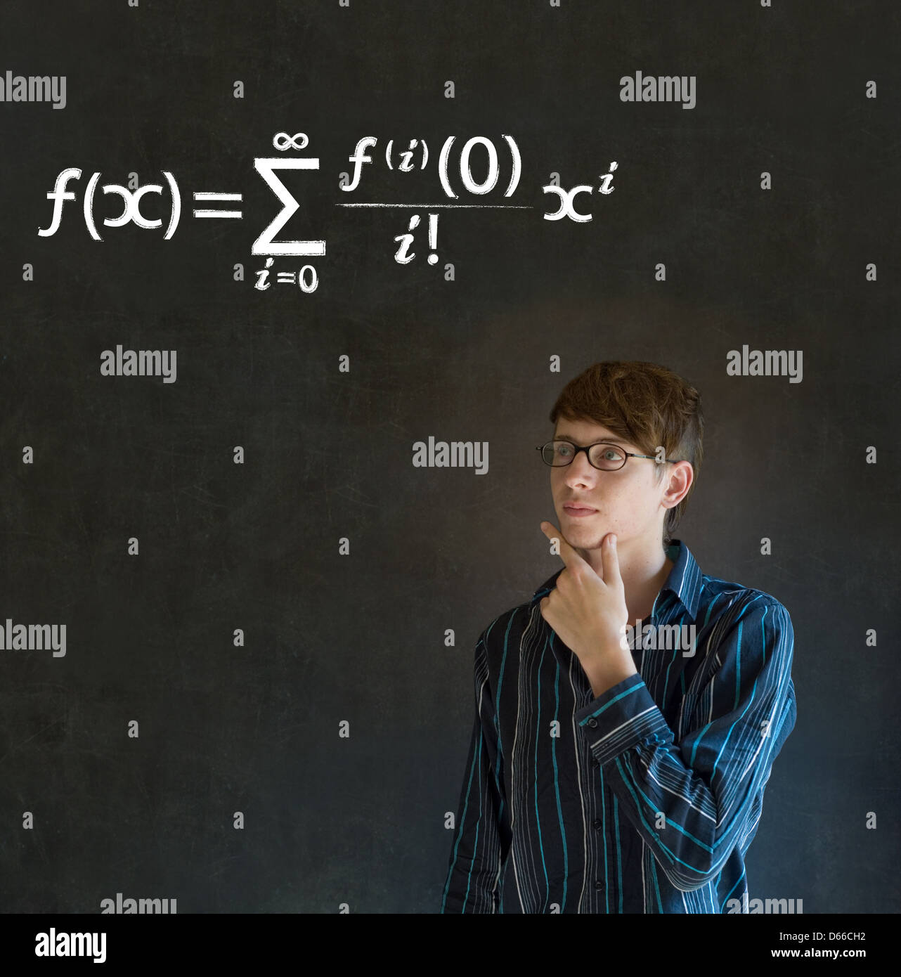 Learn Math or Maths confident handsome man teacher chalk blackboard ...