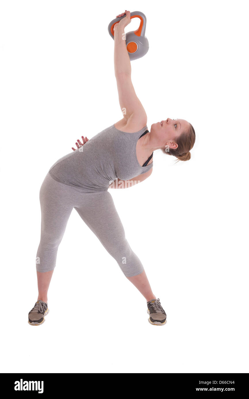 Female Exercise and Fitness on white background Stock Photo - Alamy