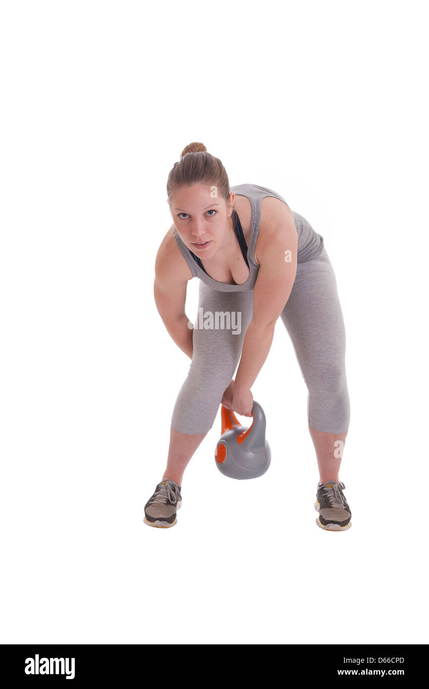 Female Exercise and Fitness on white background Stock Photo - Alamy