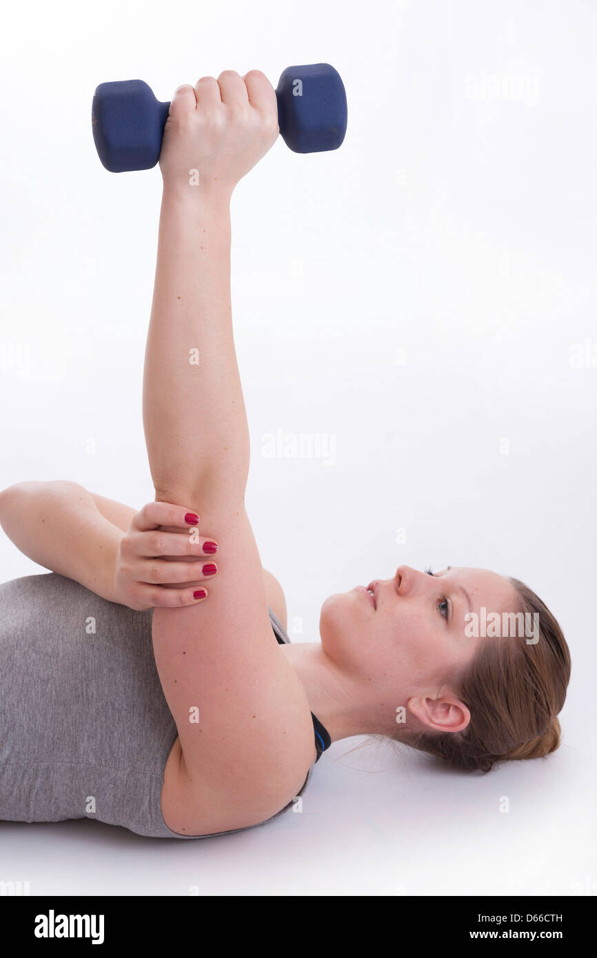 Female Exercise and Fitness on white background Stock Photo - Alamy