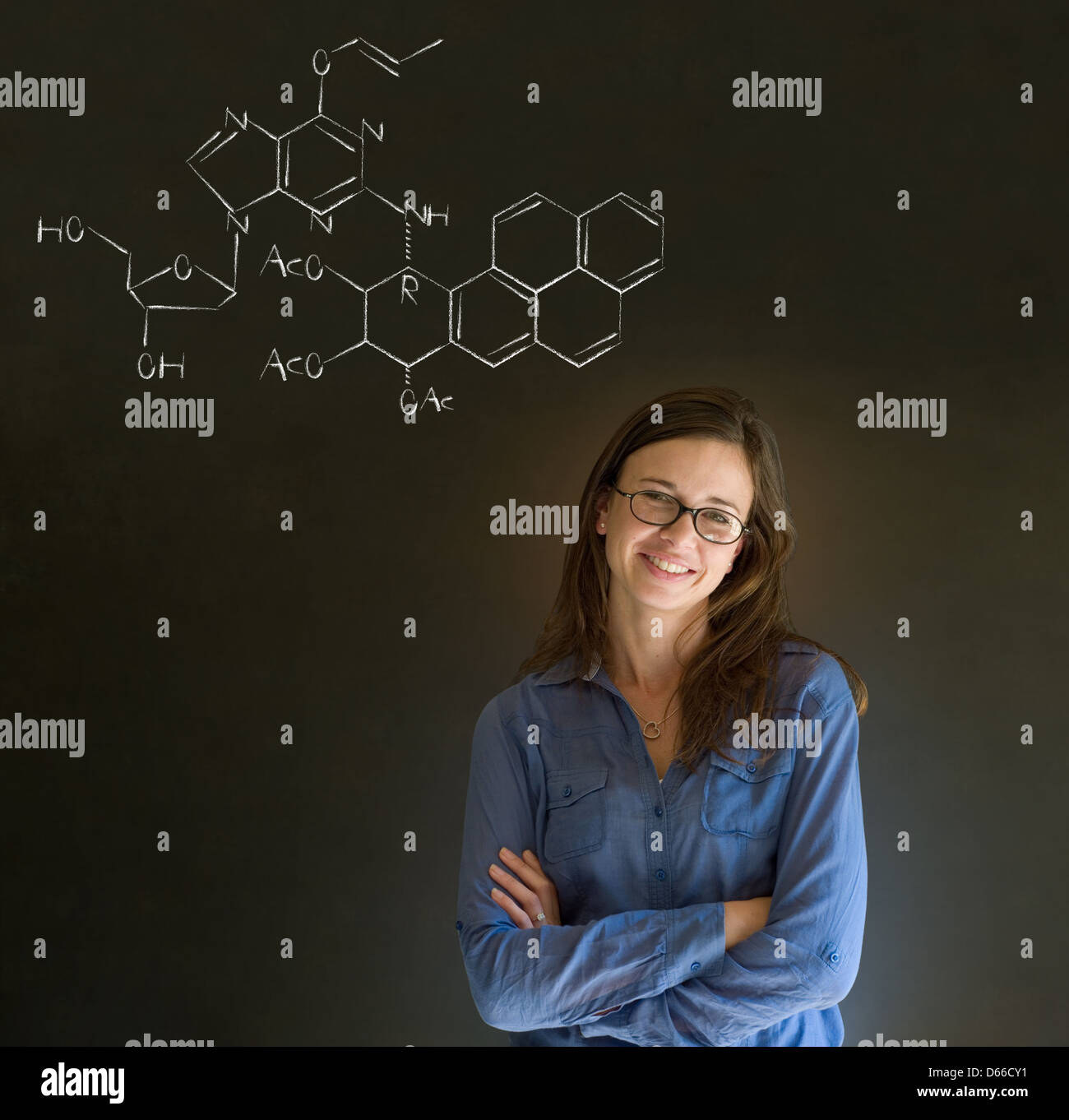 Learn science or chemistry formula confident beautiful woman teacher ...