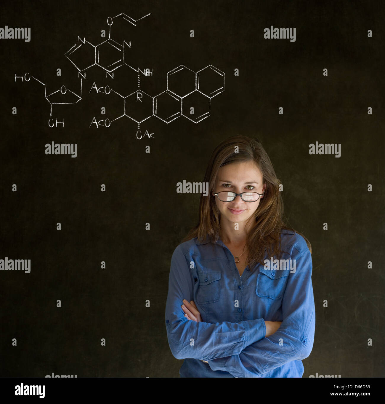 Learn science or chemistry formula confident beautiful woman teacher ...