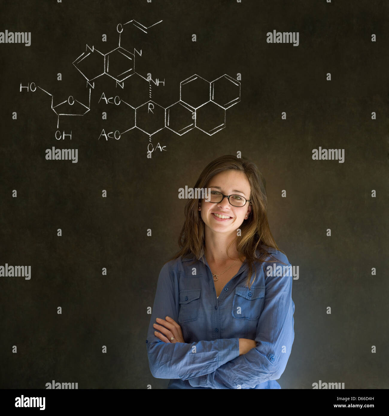 Learn science or chemistry formula confident beautiful woman teacher ...