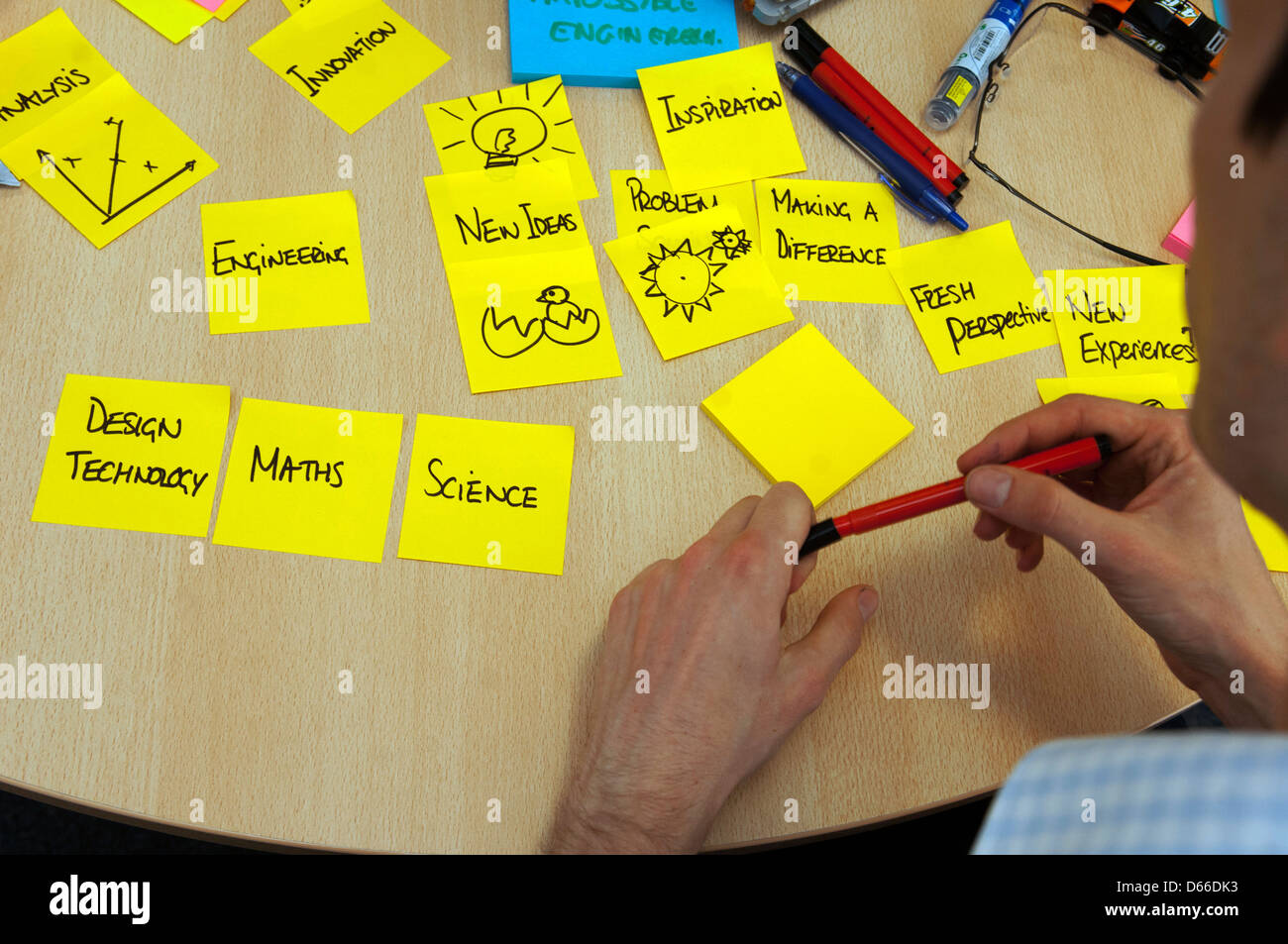 Post it notes on desk Stock Photo - Alamy