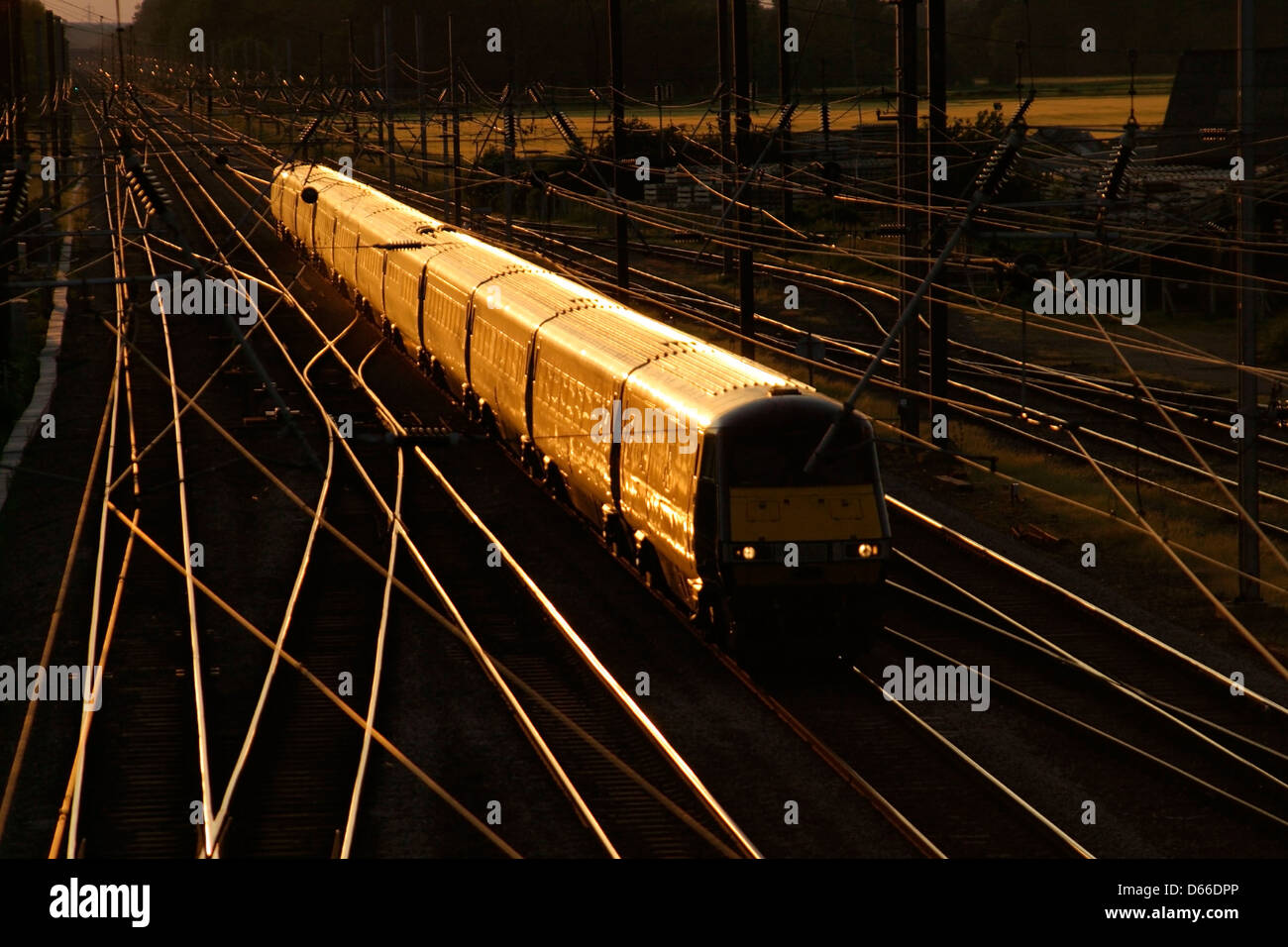East Coast Main Line GNER Class 82, sunset Tallington village ...