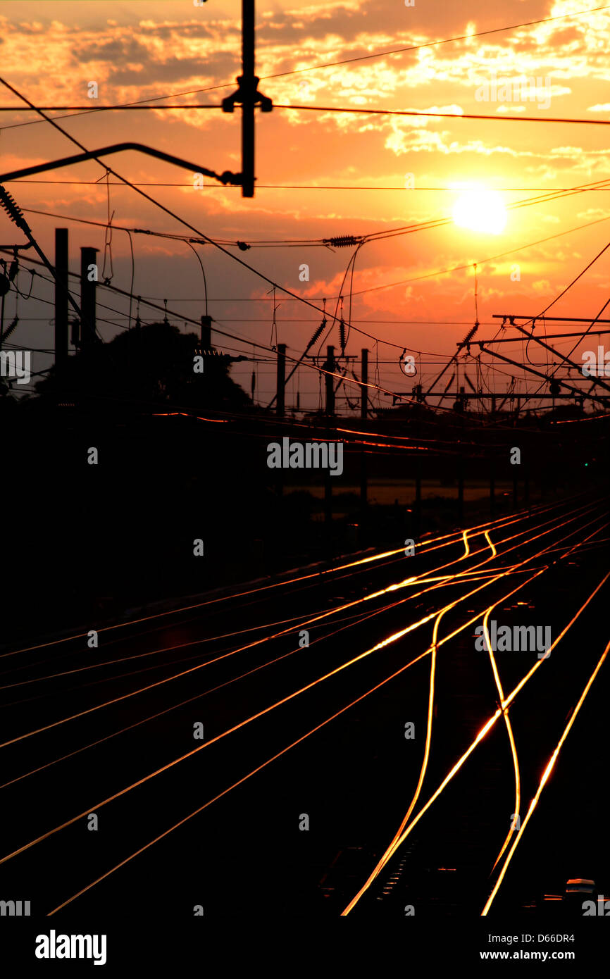 East Coast Main Line GNER Class 82, sunset Tallington village ...