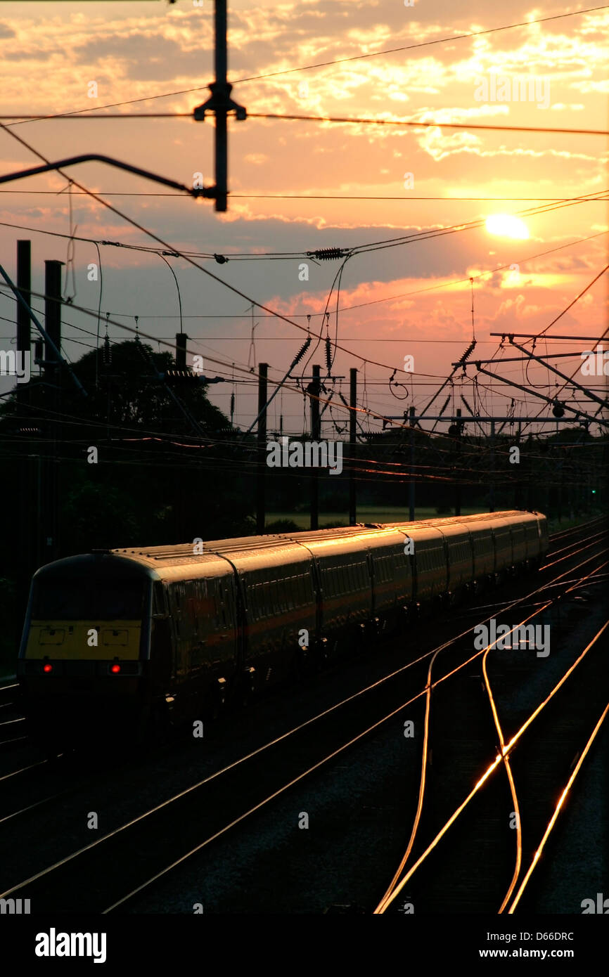 East Coast Main Line GNER Class 82, sunset Tallington village ...