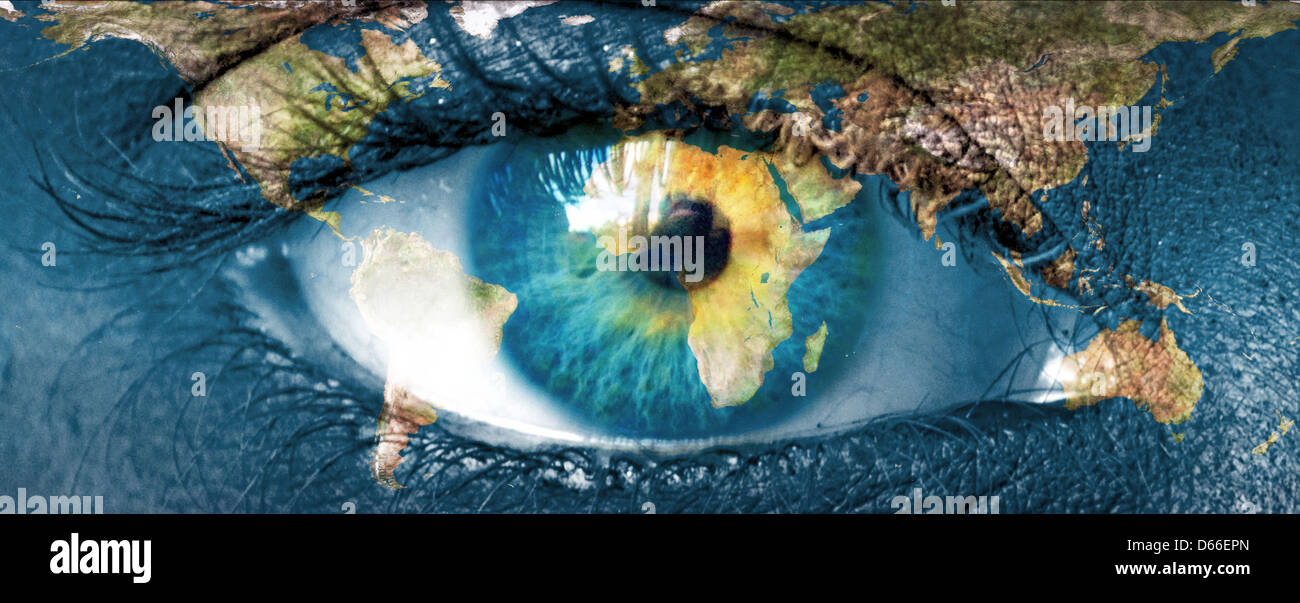 Planet earth and blue human eye - "Elements of this image furnished by ...