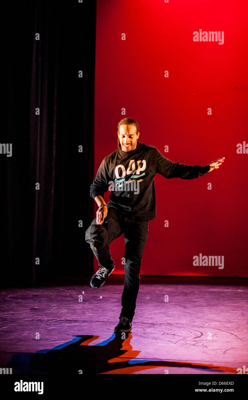 Stratford, London. UK. April 12th 2013. Turbo, dancer famous for ...