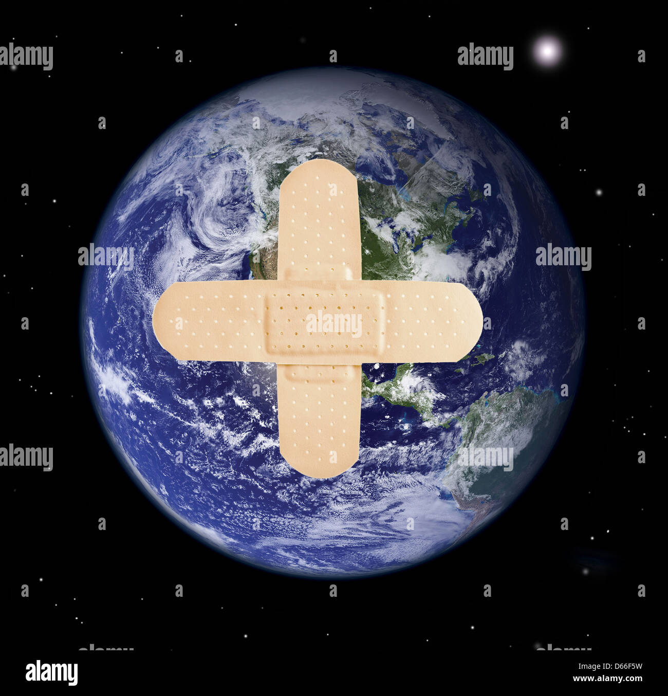 Planet earth with bandage - Elements of this image furnished by NASA ...