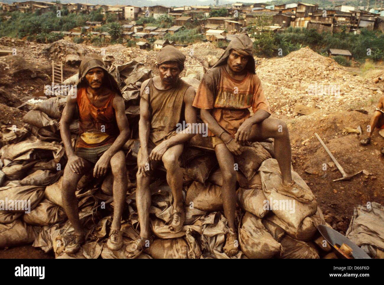 Gold miners at Serra Pelada mine, Para State, Amazon rain forest ...