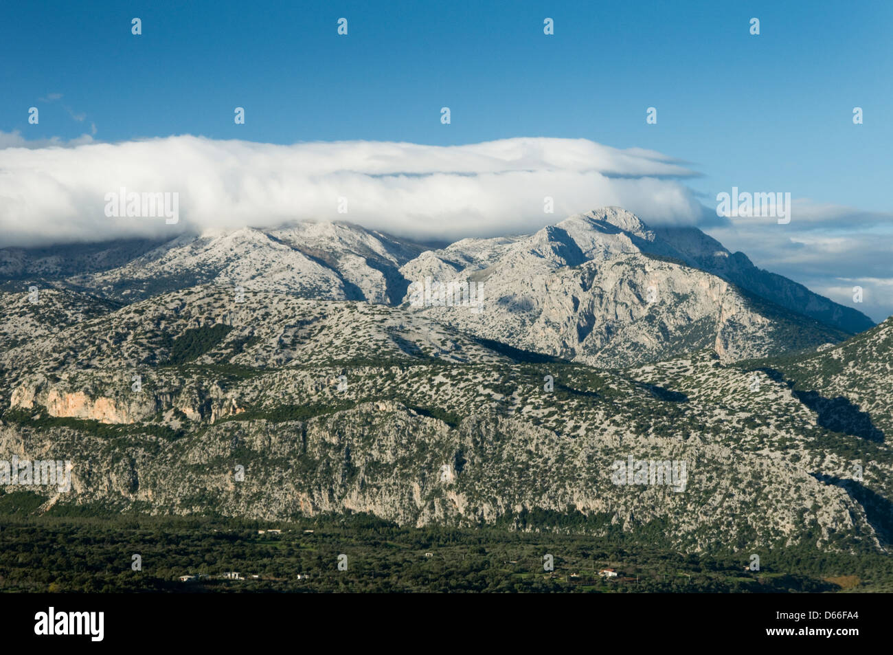 Aerial view of the Supramonte mountains, between Dorgali and Oliena ...