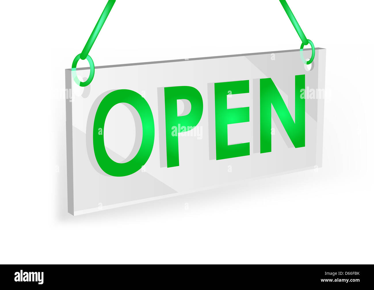transparent open sign on a white wall Stock Photo - Alamy