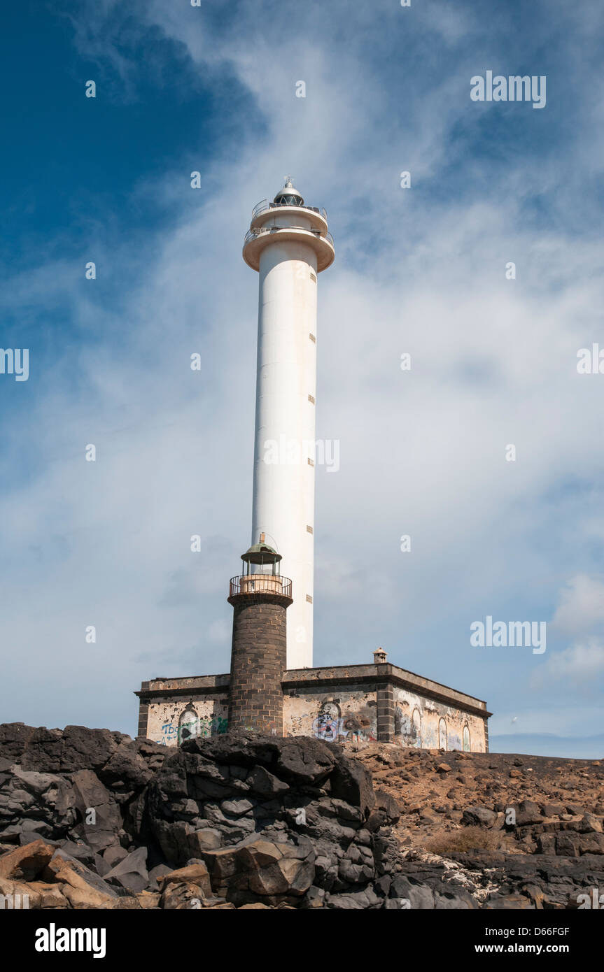 Lanzarote Harbor Lighthouse where the rocky landscape is observed Stock ...