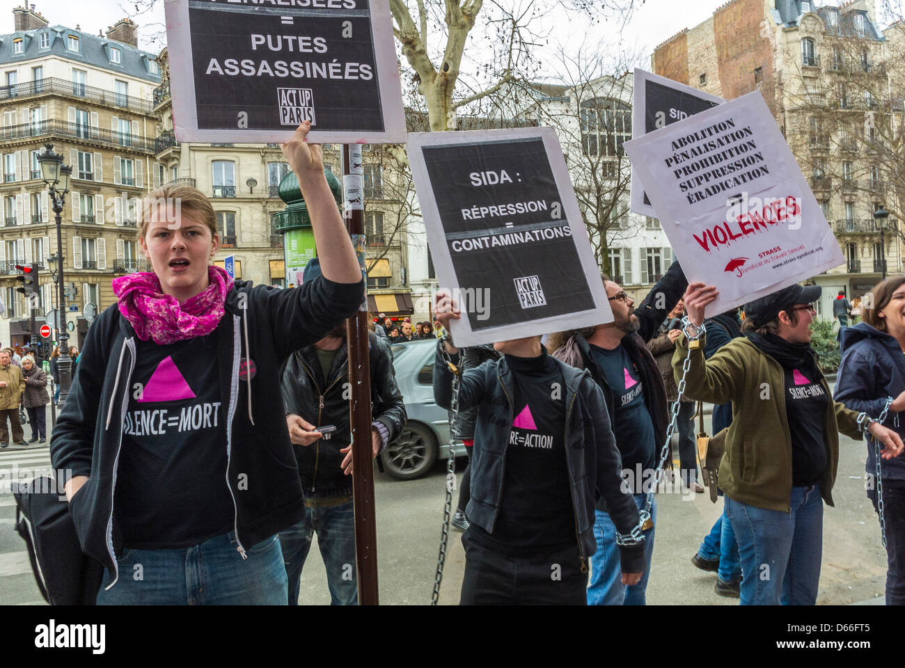 Paris, France, LGBT Group, Act Up-Paris, The STRASS, Demonstrating ...