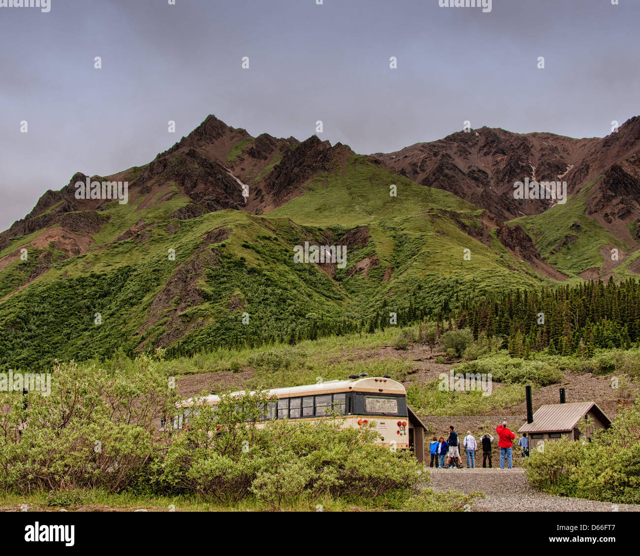 June 27, 2012 - Denali Borough, Alaska, US - Tourists disembark from ...