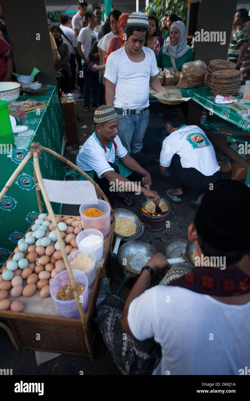 Kerak Telor, a batavia traditional food ready to serve at the Bango ...
