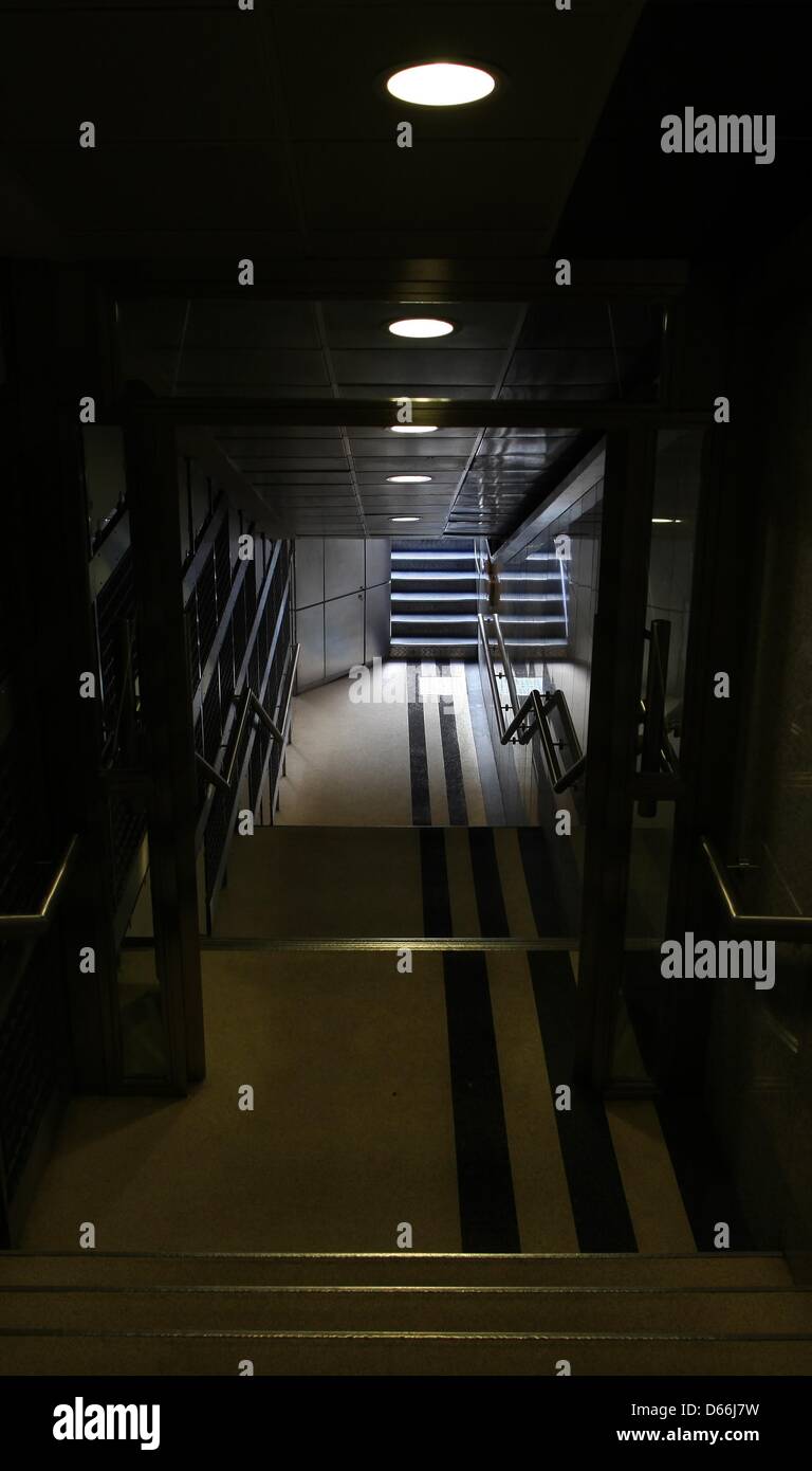A view of a hallway leading from dressing rooms to the pitch of the ...