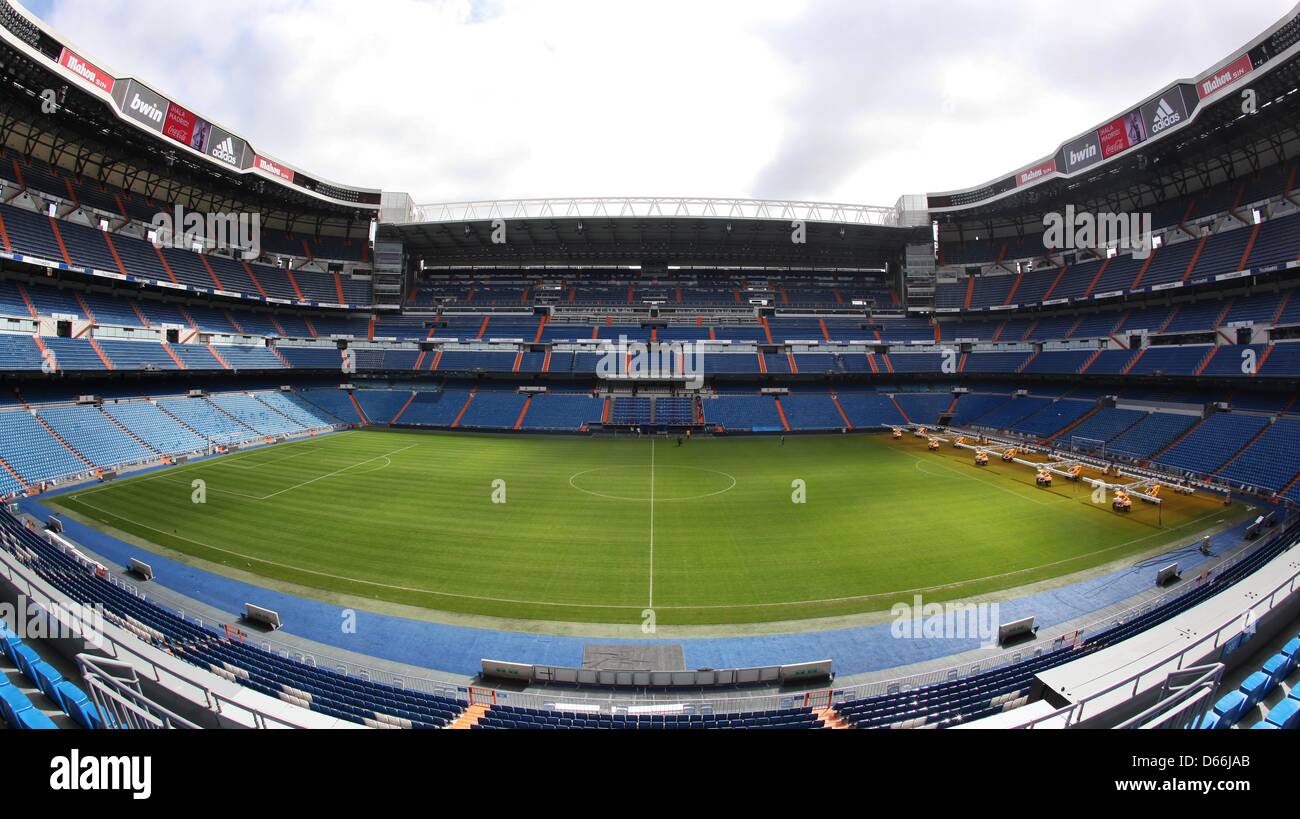 View of the stadium during a tour of the Bernabeu Stadium in Madrid ...