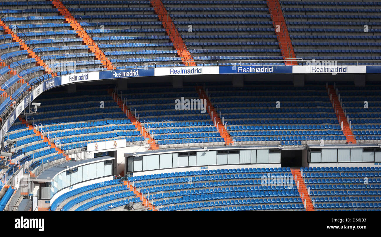 View of the stadium during a tour of the Bernabeu Stadium in Madrid ...