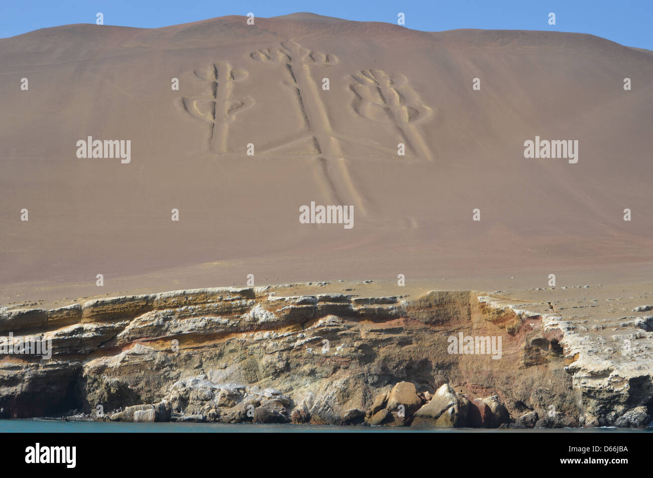 The Candelabra, an ancient geoglyph on the desert coast near Paracas ...
