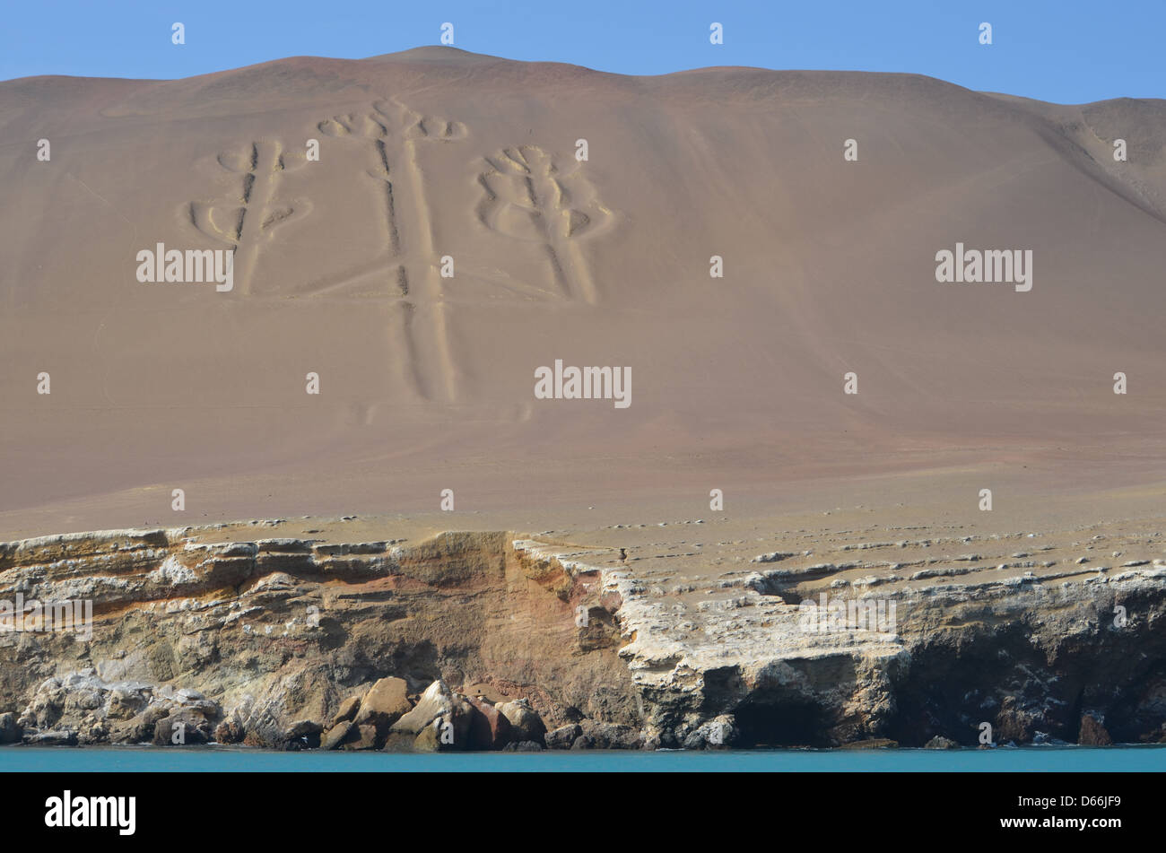 The Candelabra, an ancient geoglyph on the desert coast near Paracas ...