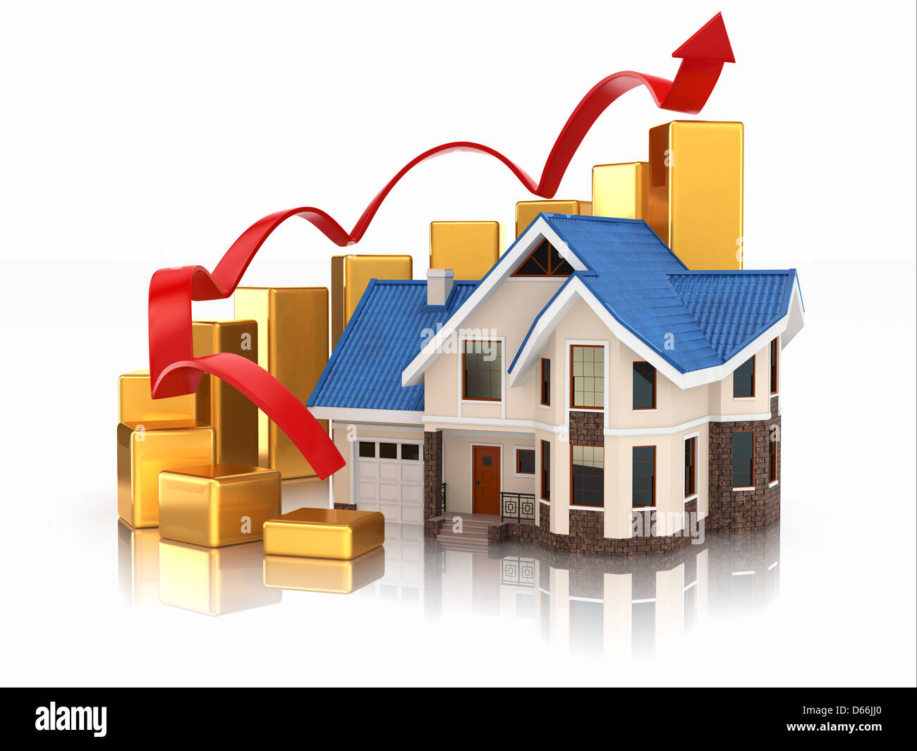 Growth of real estate market House and graph. 3d Stock Photo - Alamy
