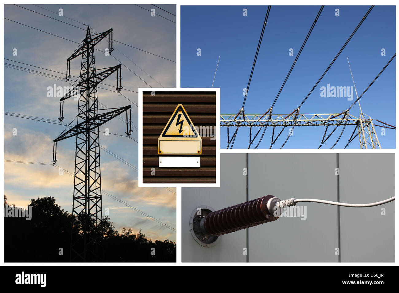 high voltage collage Stock Photo - Alamy