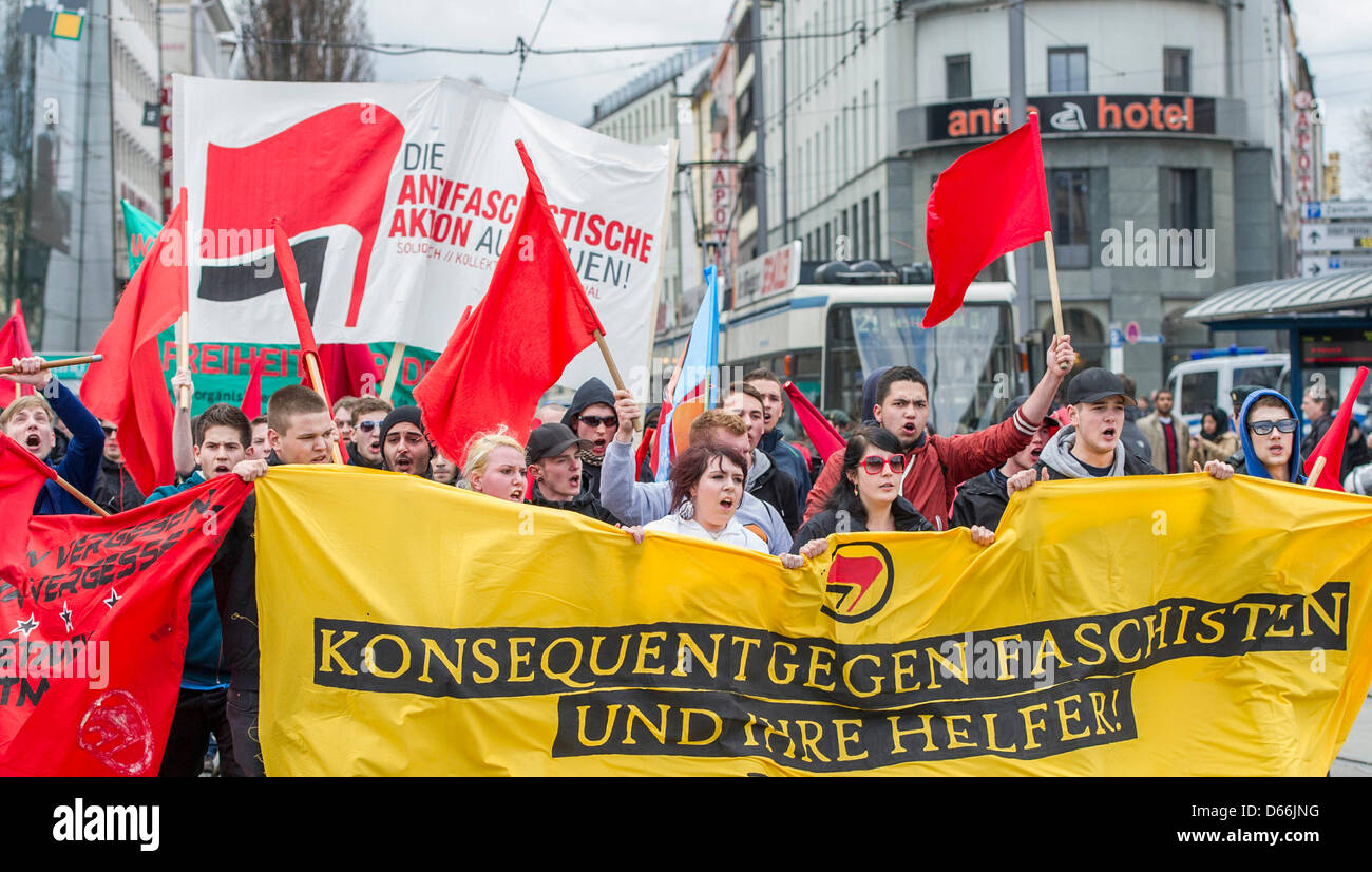 People gather for a protest action held under the motto 'Against Nazi ...