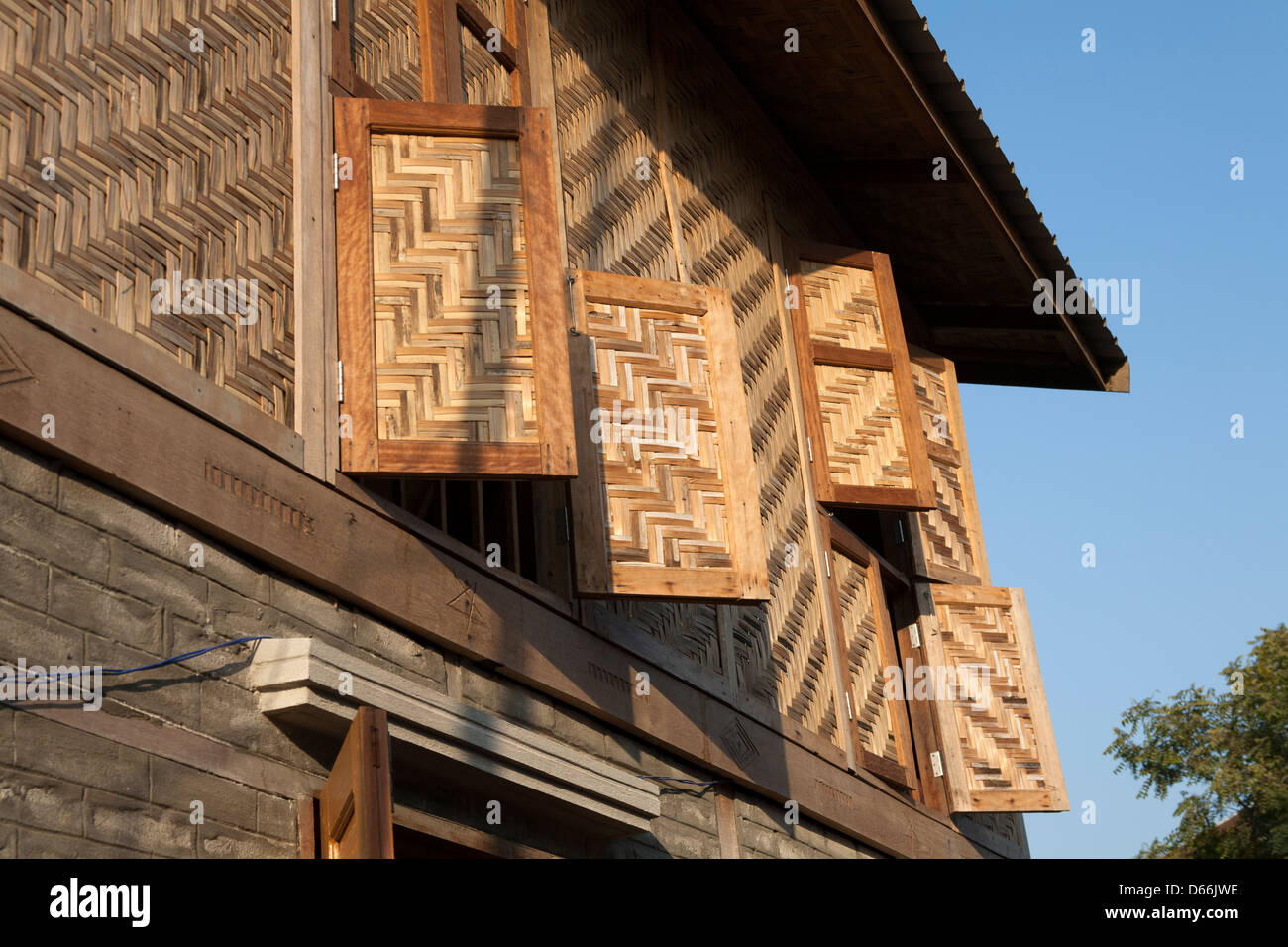 A house utilising bamboo for the walls and window shutters, Yay Kyi ...
