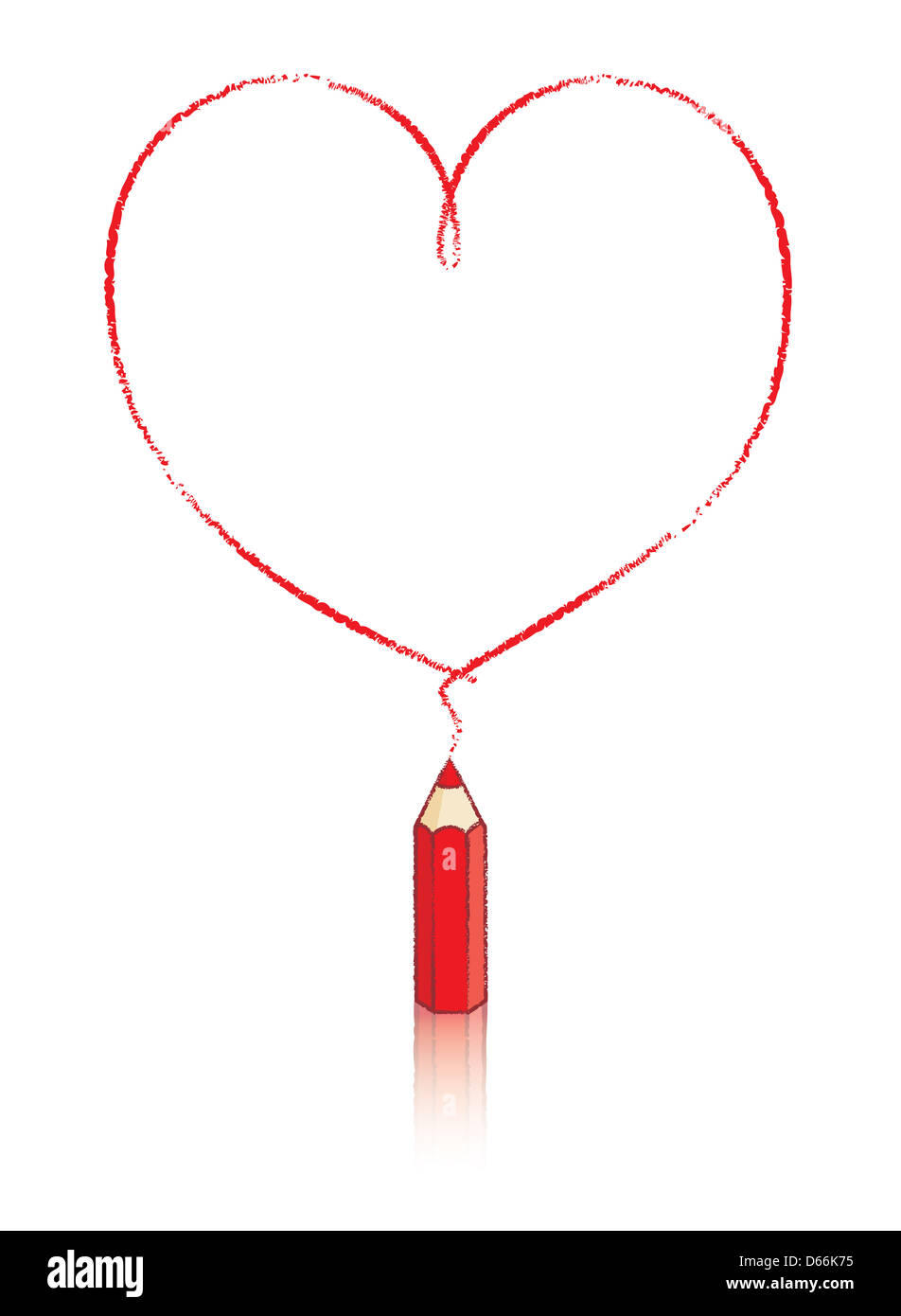 Empty Love Heart Shaped Message Drawn by Small Red Pencil with ...
