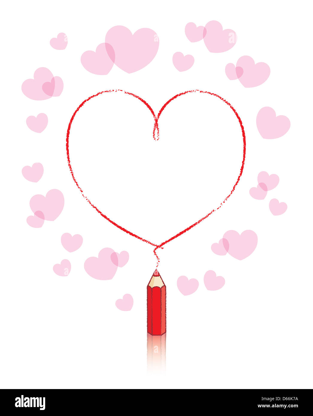 Empty Love Heart Shaped Message Drawn by Small Red Pencil with ...
