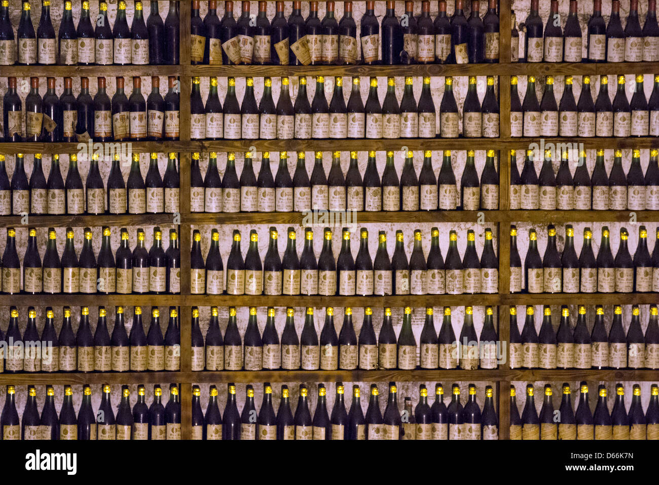 Rows of wine bottles in a winery Stock Photo - Alamy