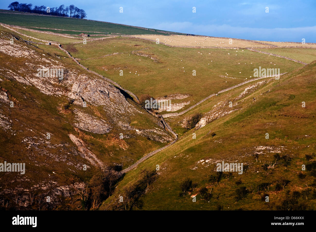 Dry limestone valley to the north of Thorpe Pasture leading up to Moor ...