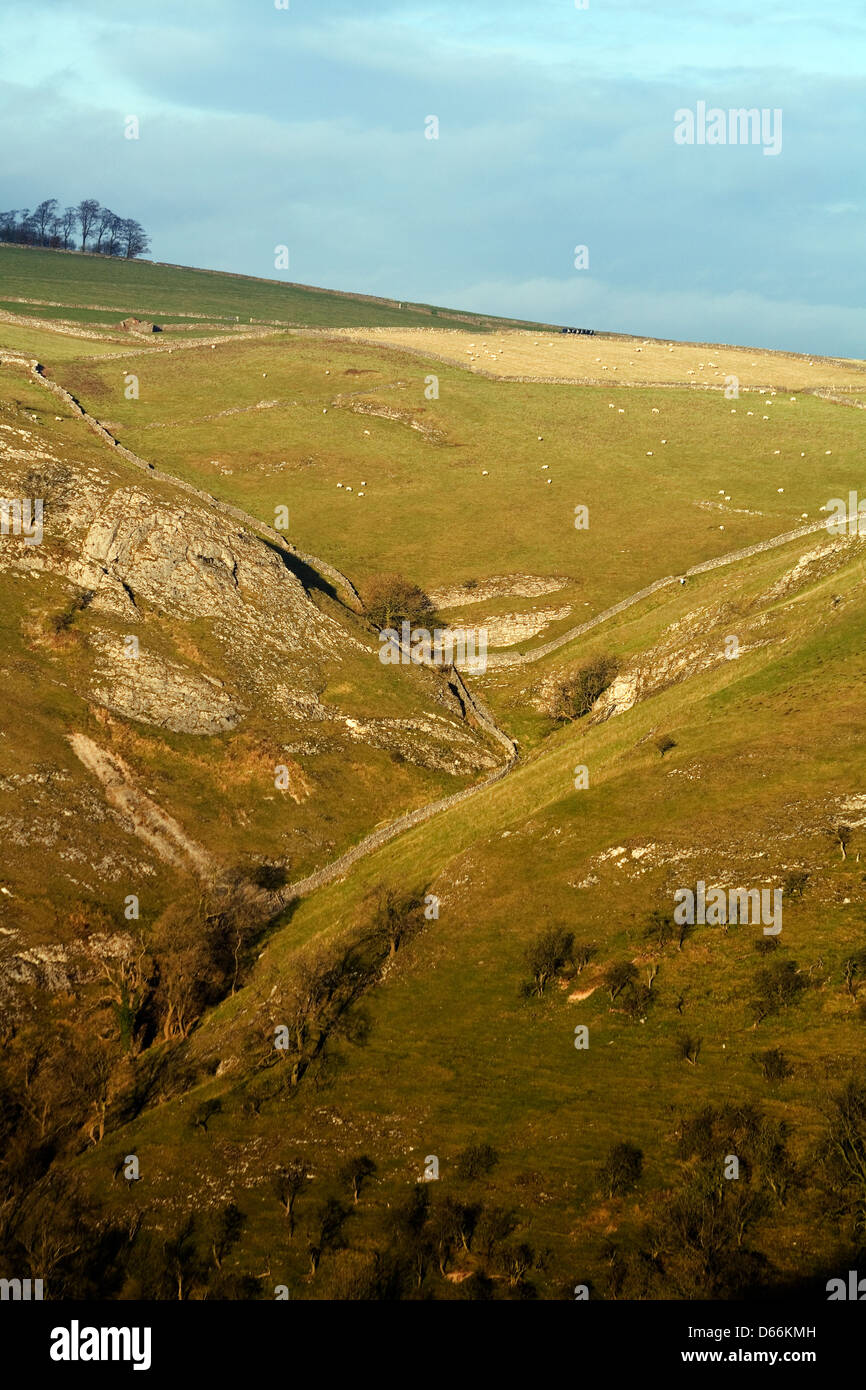 Dry limestone valley to the north of Thorpe Pasture leading up to Moor ...