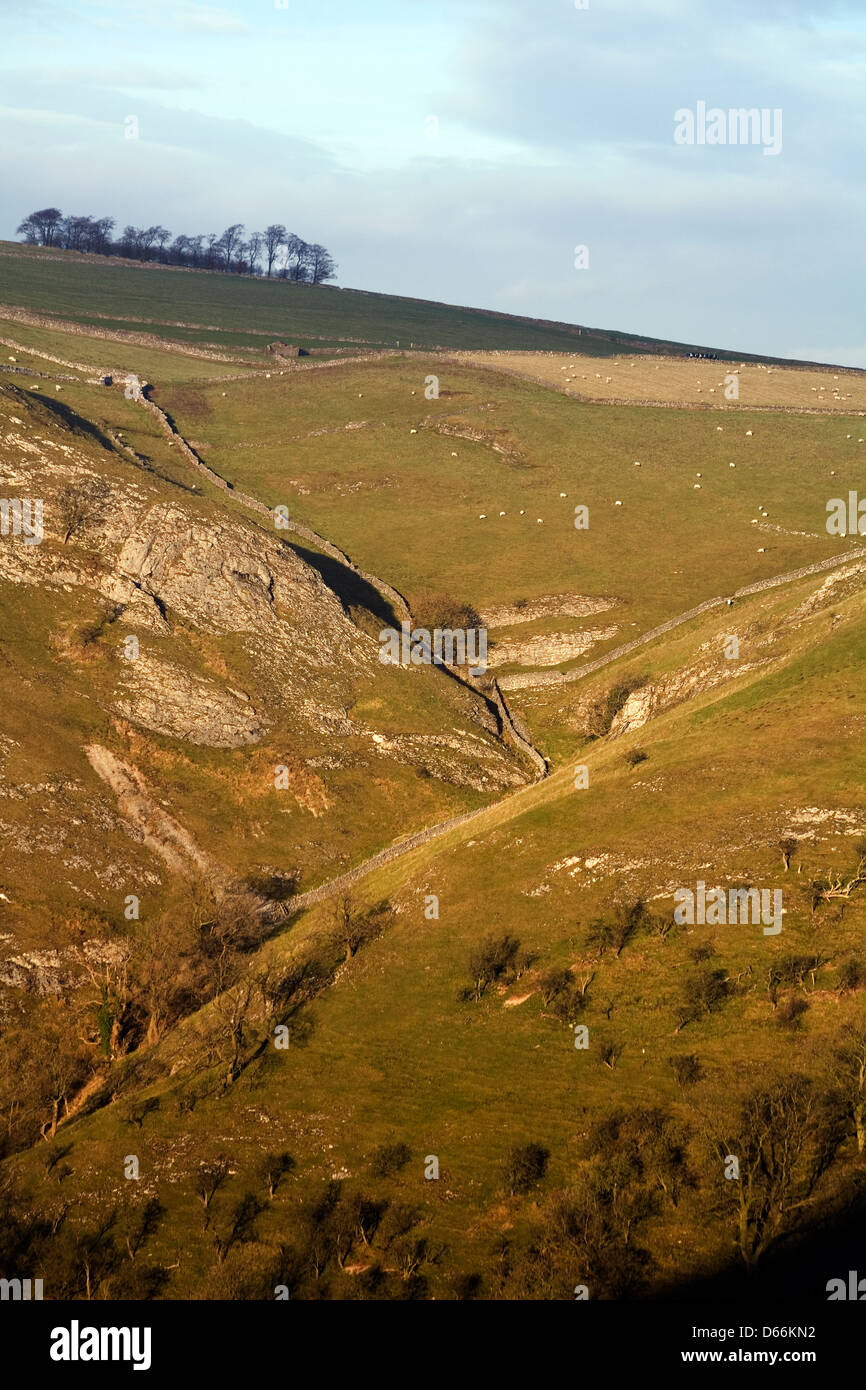 Dry limestone valley to the north of Thorpe Pasture leading up to Moor ...
