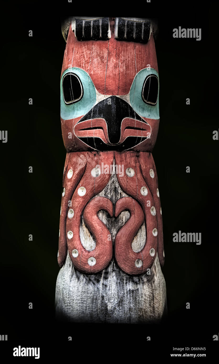 raven and squid totem a the Tongass Heritage Center Stock Photo - Alamy