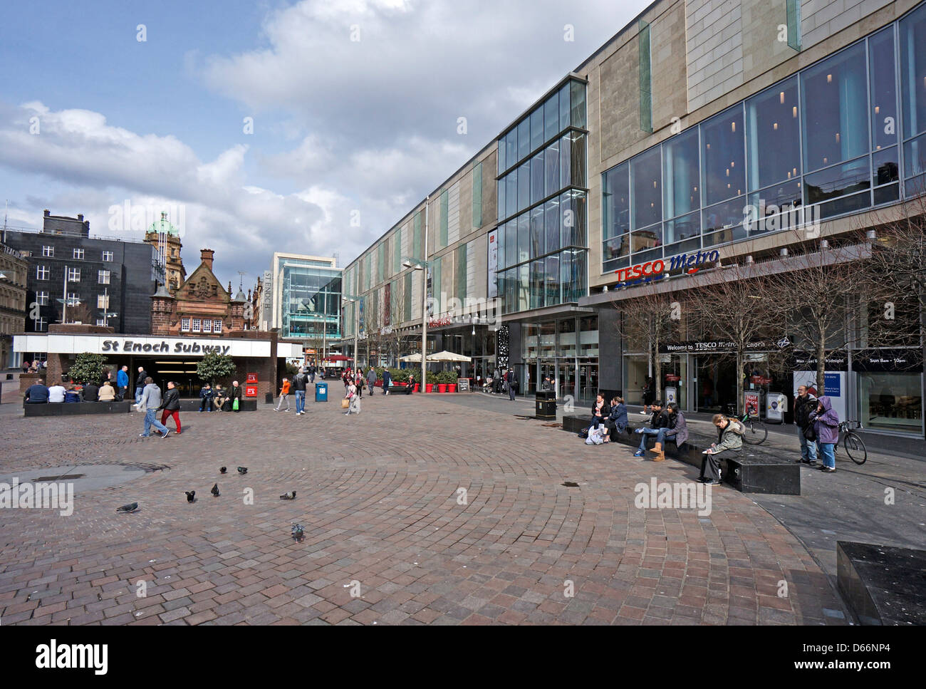 Entrance to St Enoch Shopping Centre at St Enoch Square in Glasgow with ...
