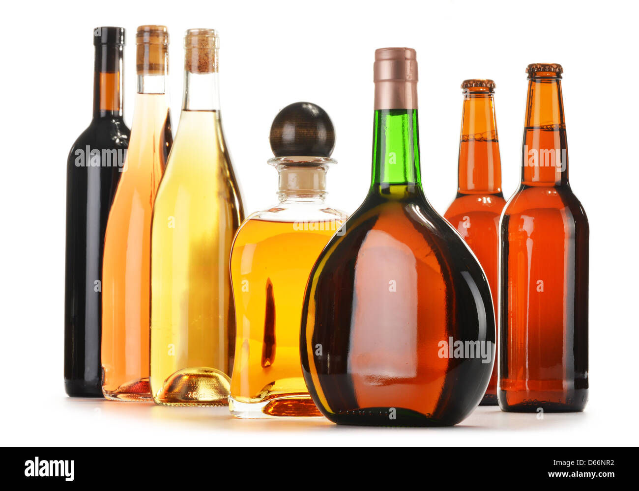 Assorted alcoholic beverages isolated on white Stock Photo - Alamy