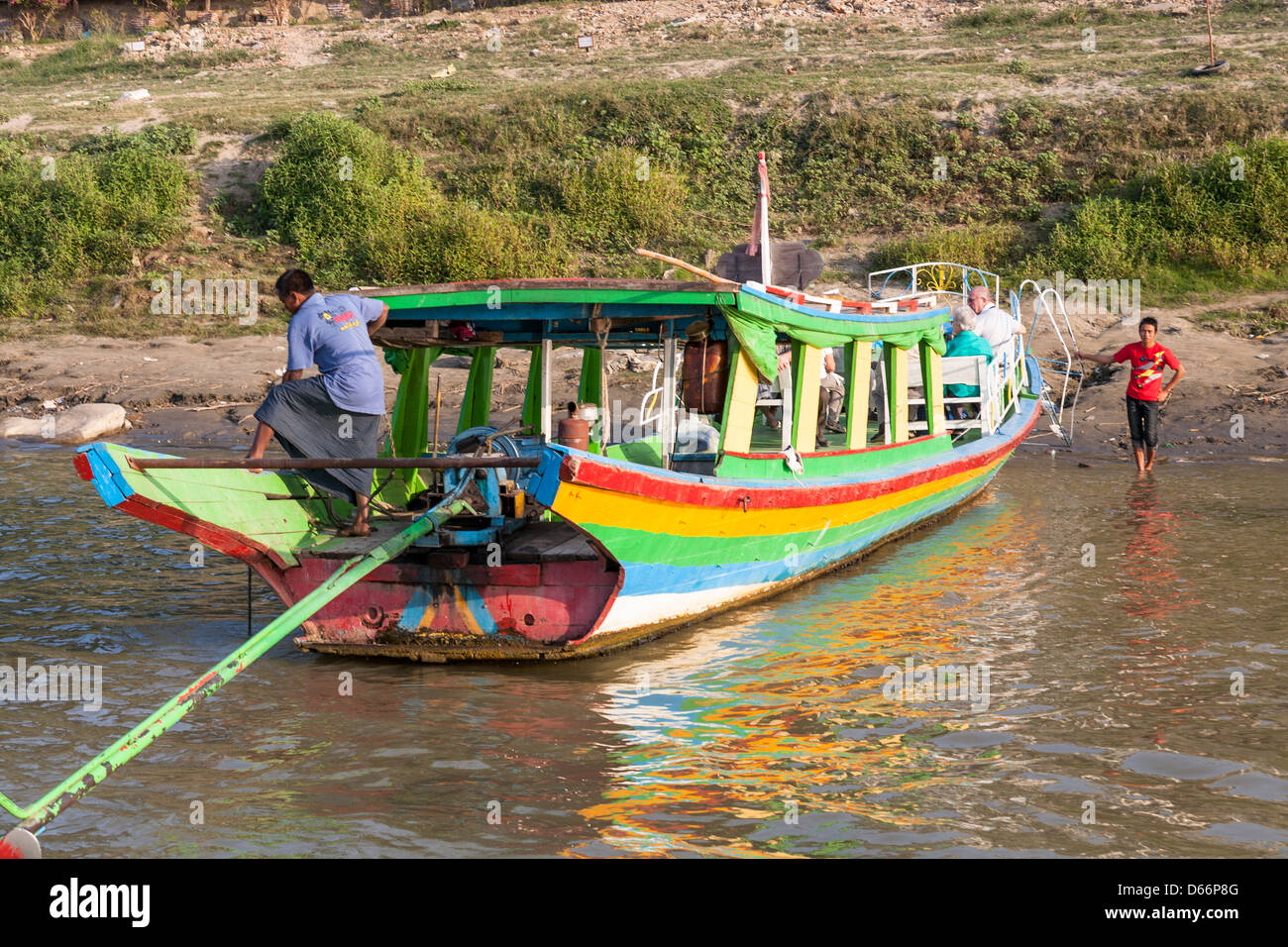 Colourful boat, Irrawaddy River, Bagan, Myanmar, (Burma Stock Photo - Alamy