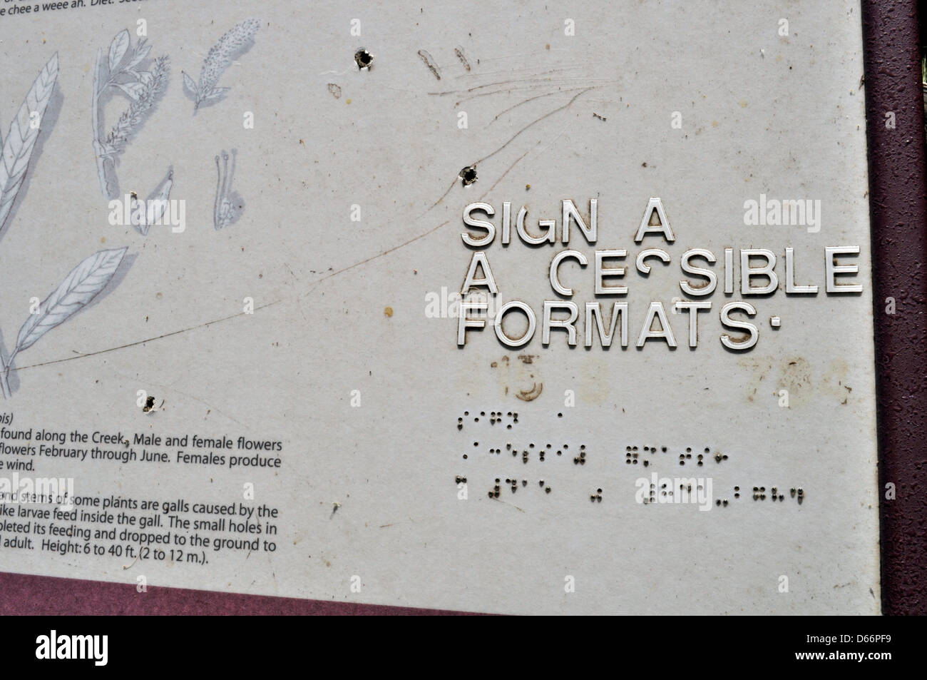 Glen Canyon Park trailside sign with brail,, San Francisco, California ...