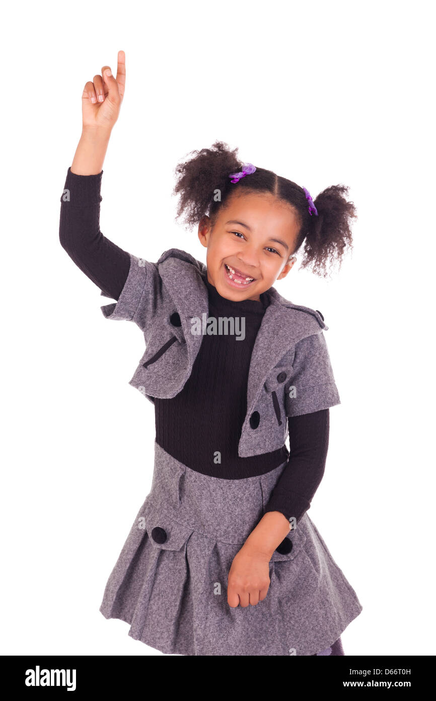 young african girl without teeth on white background Stock Photo - Alamy