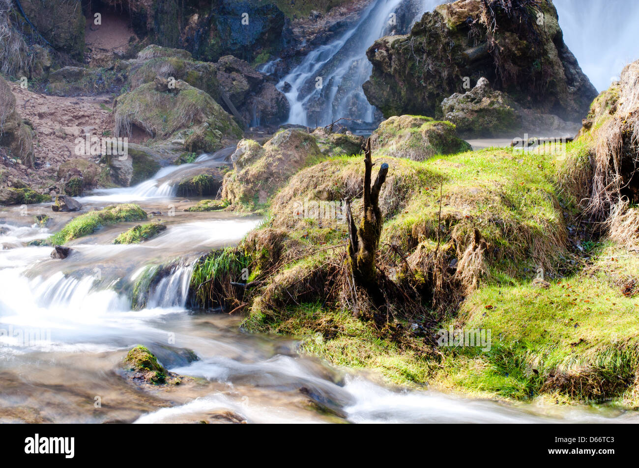 Gostilje waterfalls with flowing white water. West Serbia Stock Photo ...