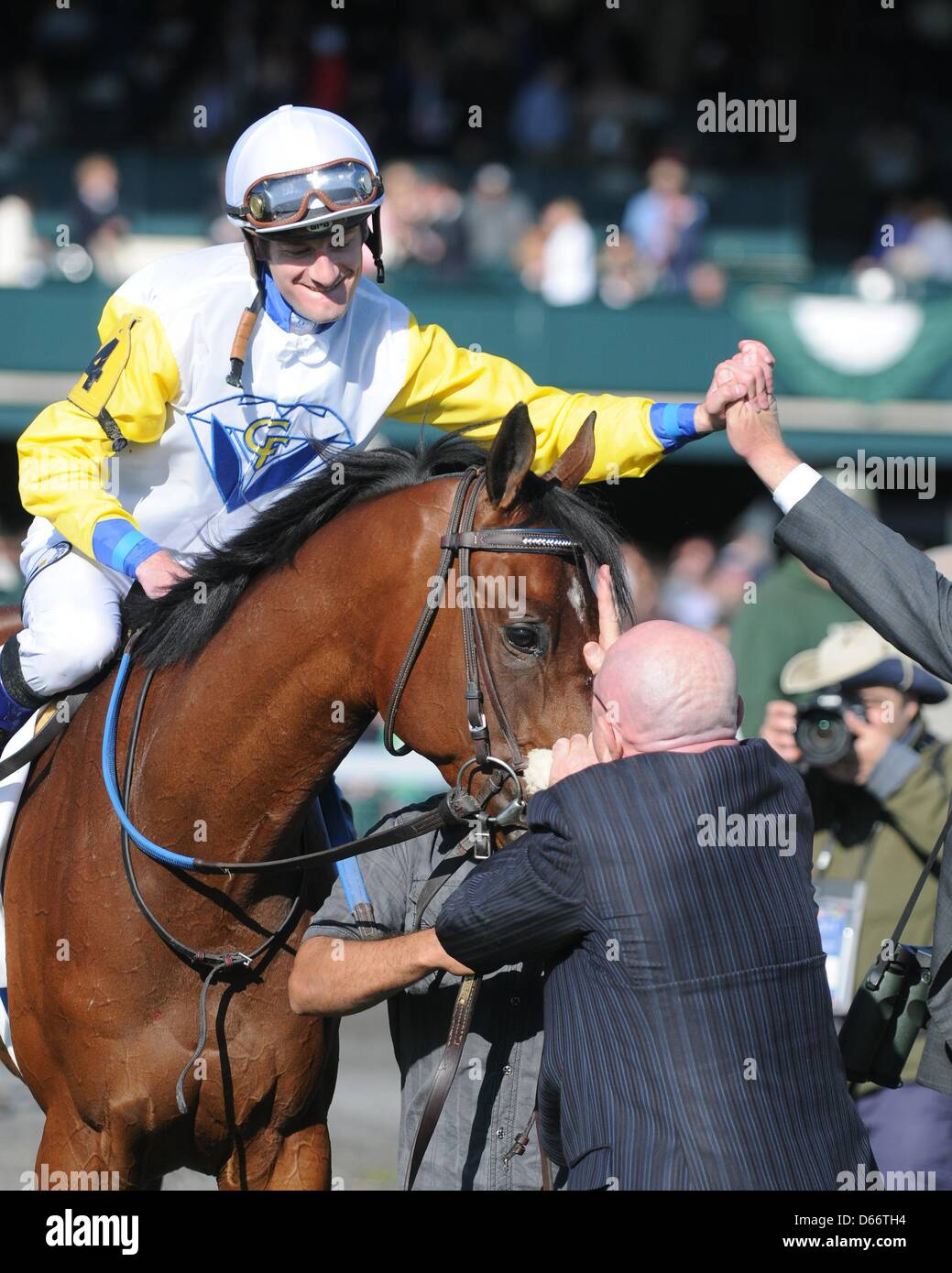 April 13, 2013 - U.S. - Jockey Julien Leparoux and owner Charles Fipke ...