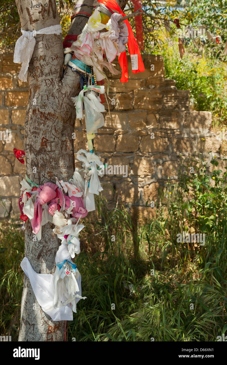 Cyprus, Europe - Wish tree at Aphrodite's Rock Stock Photo - Alamy