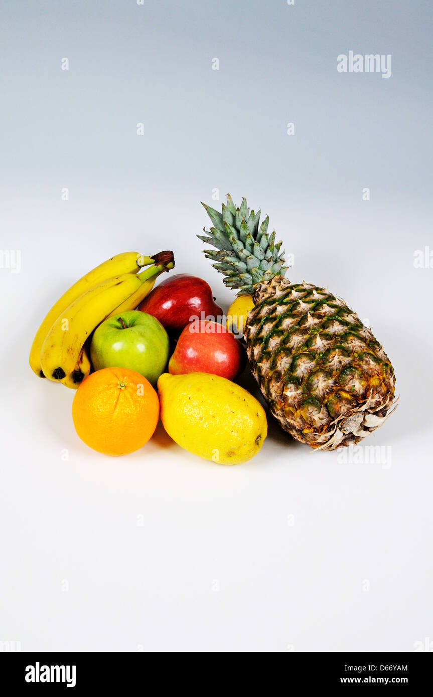Still life with oranges lemons and an apple hi-res stock photography ...