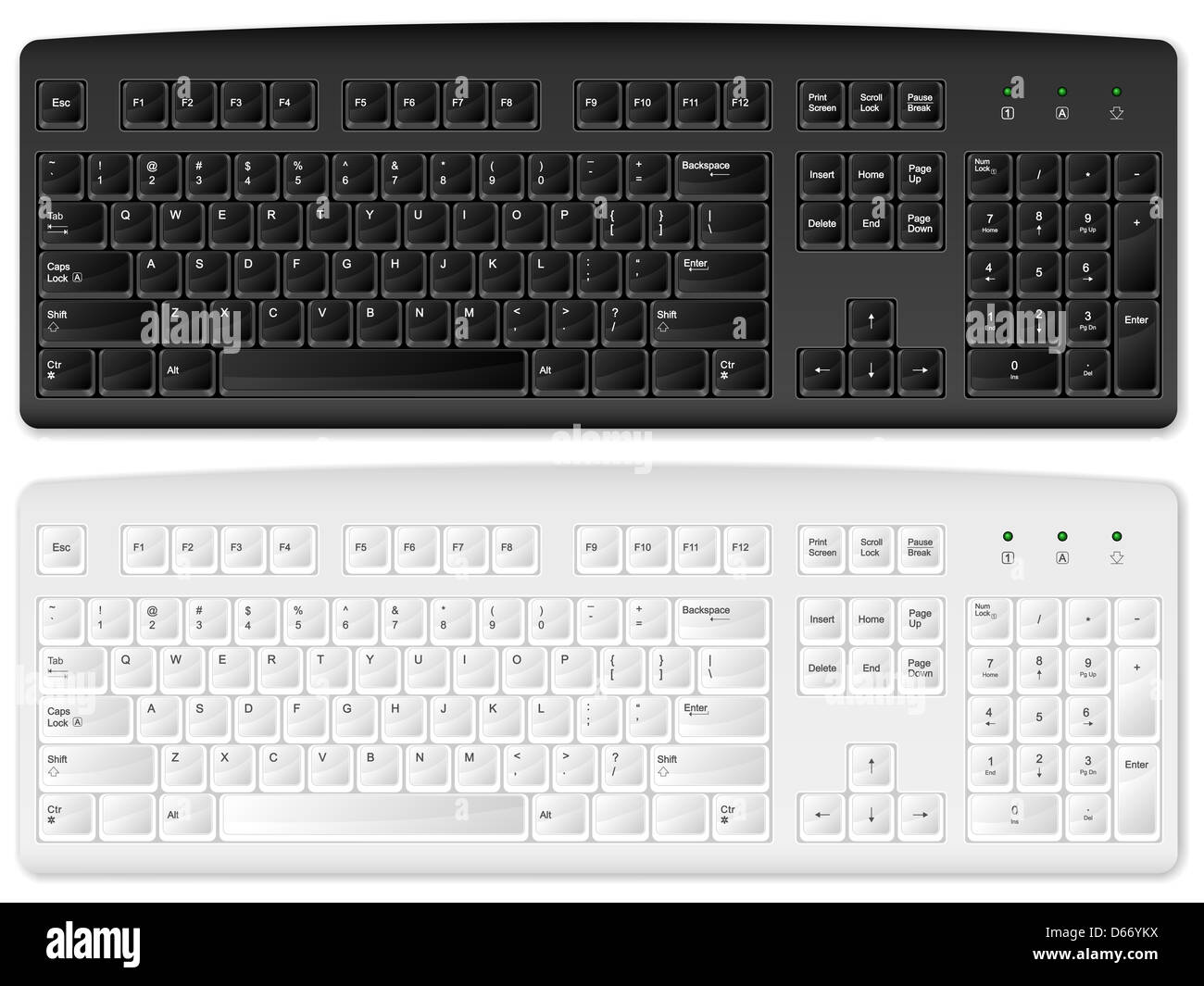 Computer keyboards on a white background. Vector illustration Stock ...