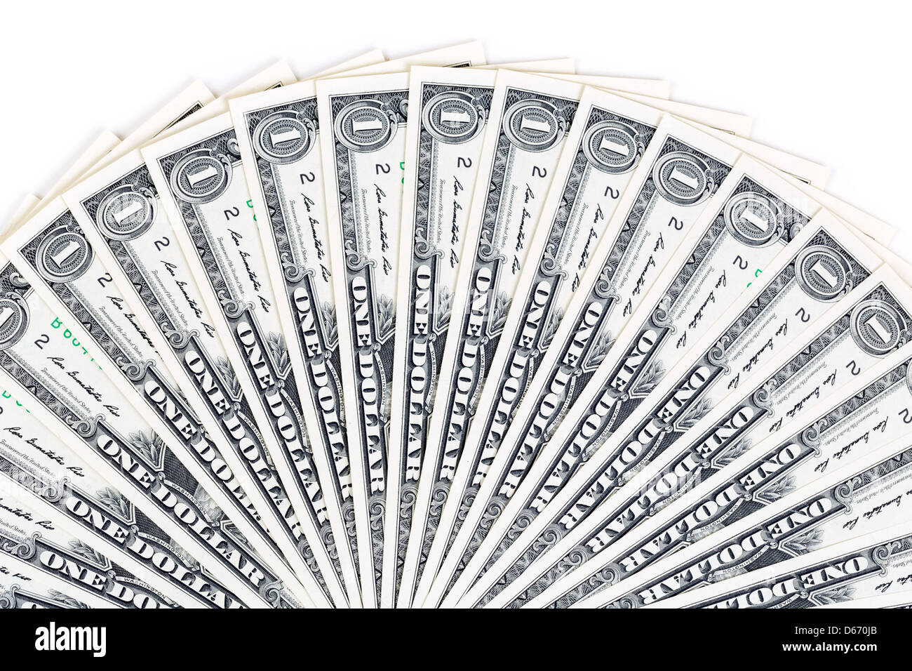 Heap of one dollar bills isolated on white background - Money concept ...