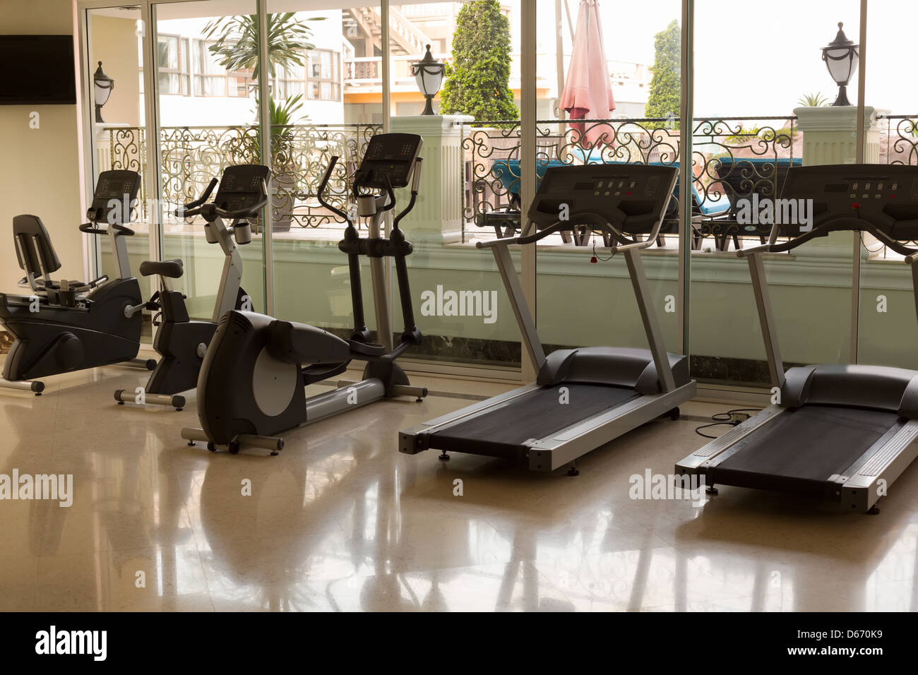 gym at the hotel, jogging tracks Stock Photo - Alamy